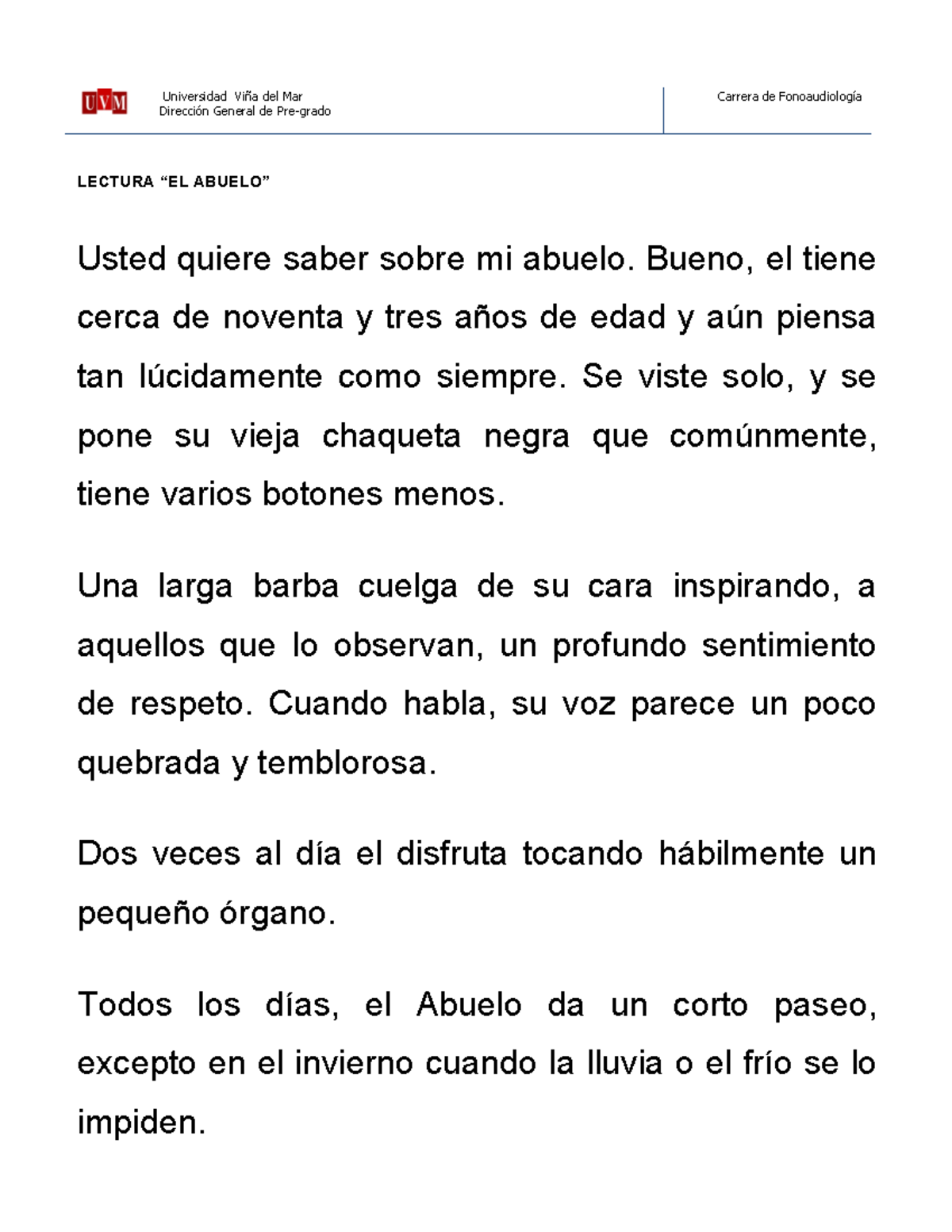 texto El Abuelo - Universidad Viña del Mar Dirección General de Pre ...