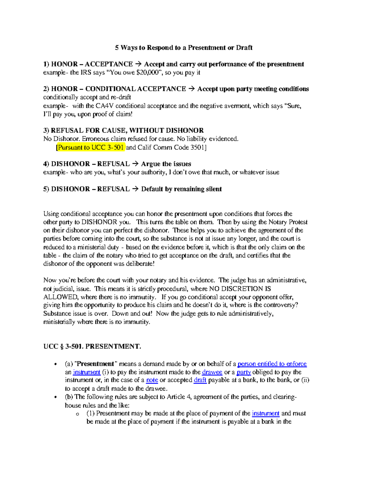 5 ways to handle a presentment - 5 Ways to Respond to a Presentment or ...