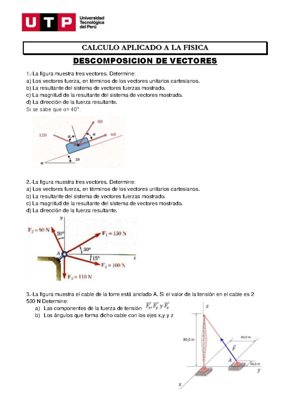 Ejercicios De Descomposición De Vectores Calculo Aplicado A La Fisica