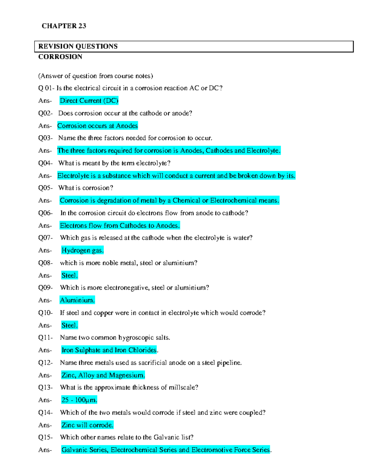 Bgas g2 qustion -3 - jgmgfvjv - CHAPTER 23 REVISION QUESTIONS CORROSION ...