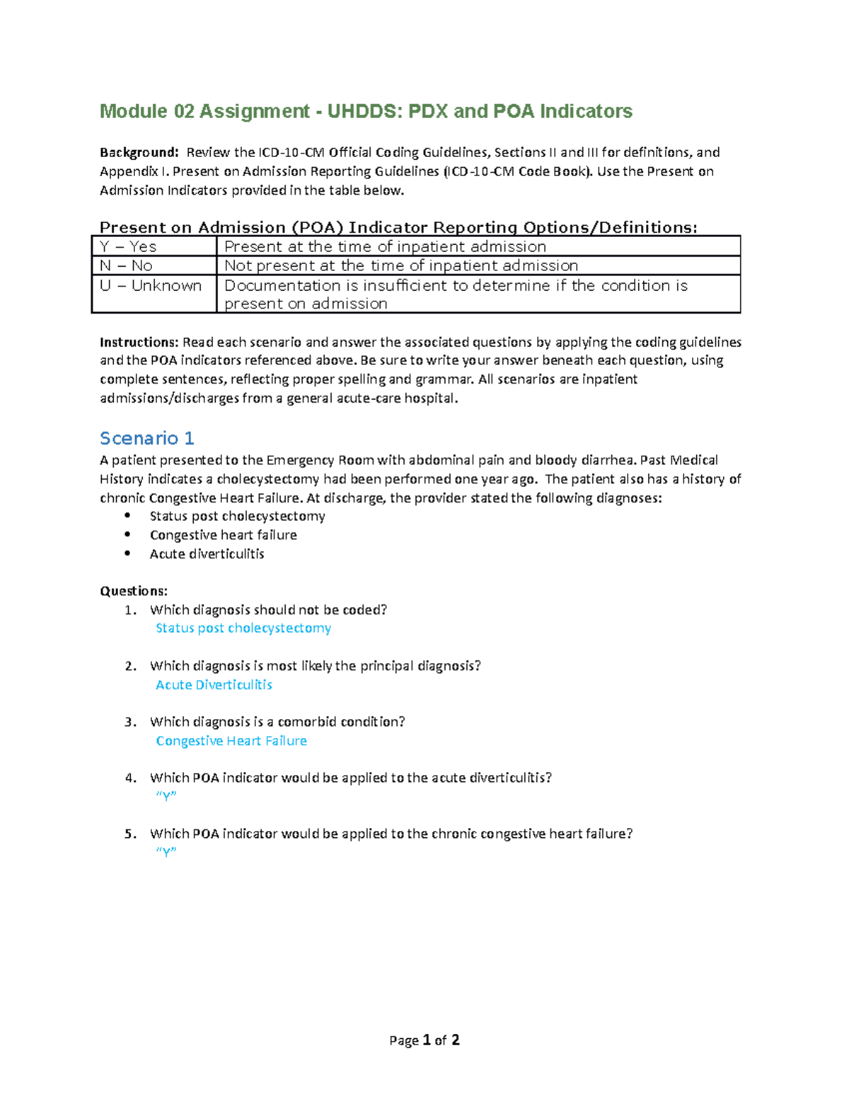 HIM1103-Mod 02-Assignment-PDX and POA Indicators Worksheet v2 - Module ...
