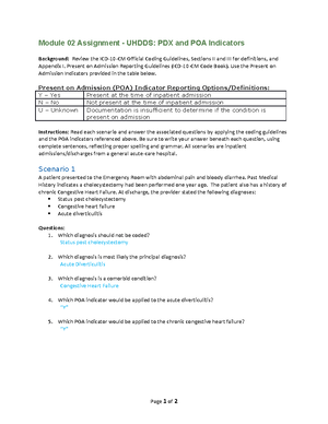 Module 02 Assignment Worksheet - Module 02 Assignment - UHDDS: PDX and ...