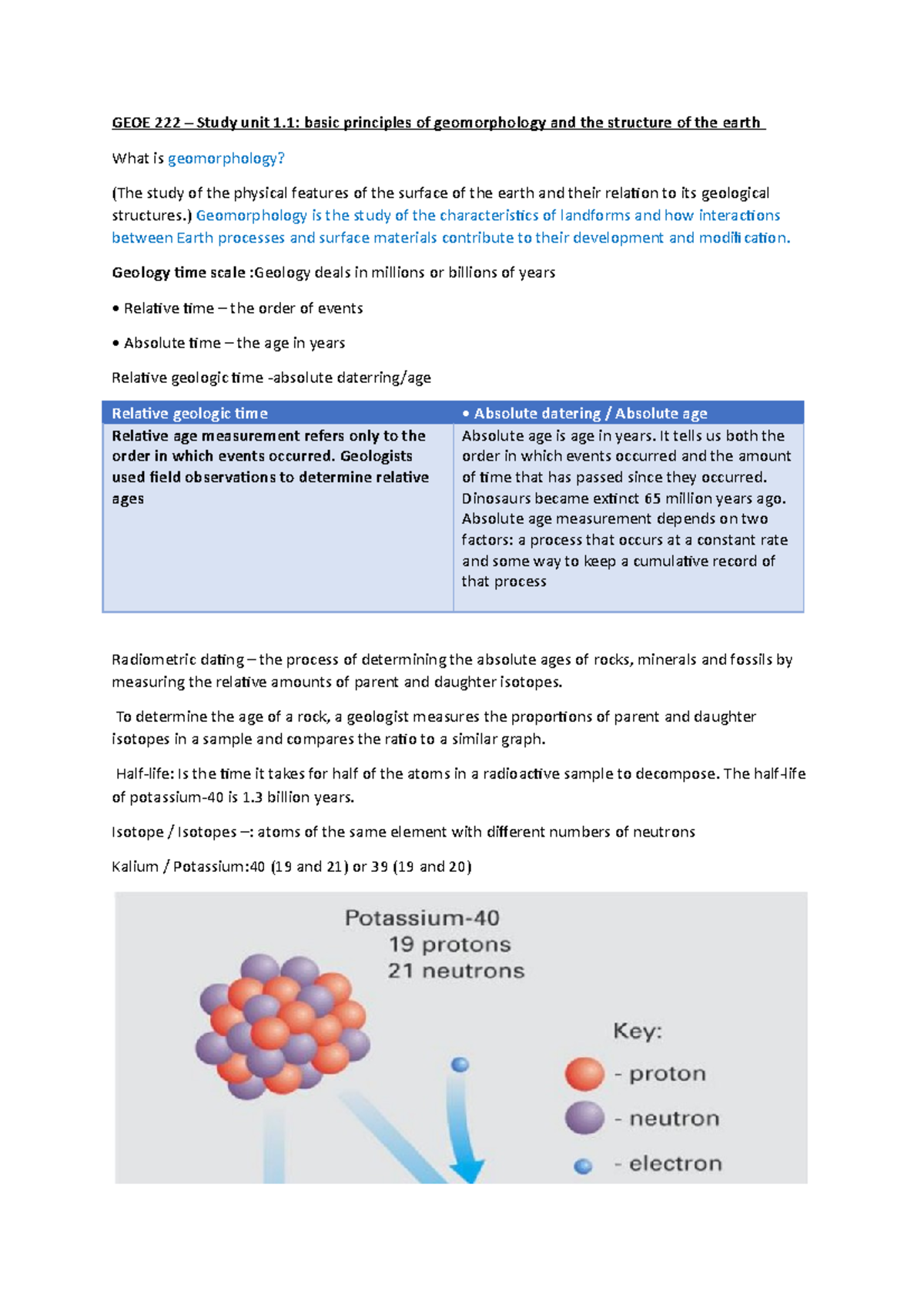 Study Unit 1 - extra material - GEOE 222 – Study unit 1: basic principles of geomorphology and ...