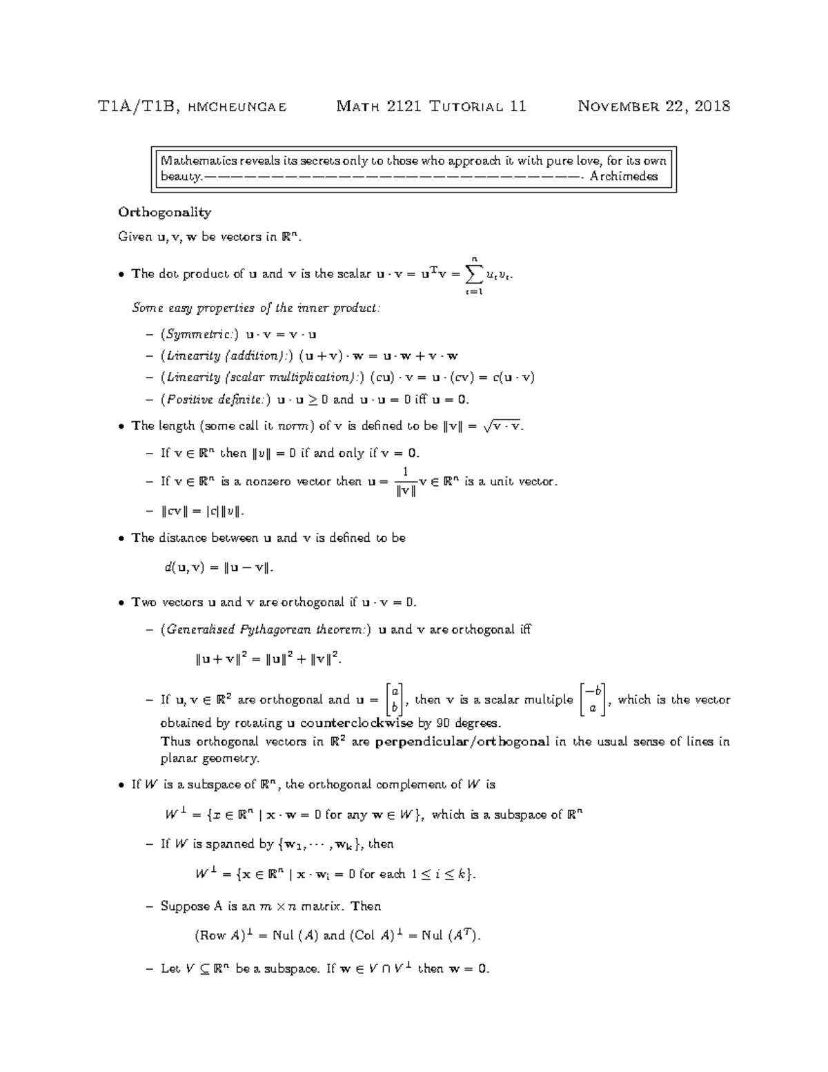 Math 2121 Tutorial 11 classwork - hmcheungae Math 2121 Tutorial 11 ...