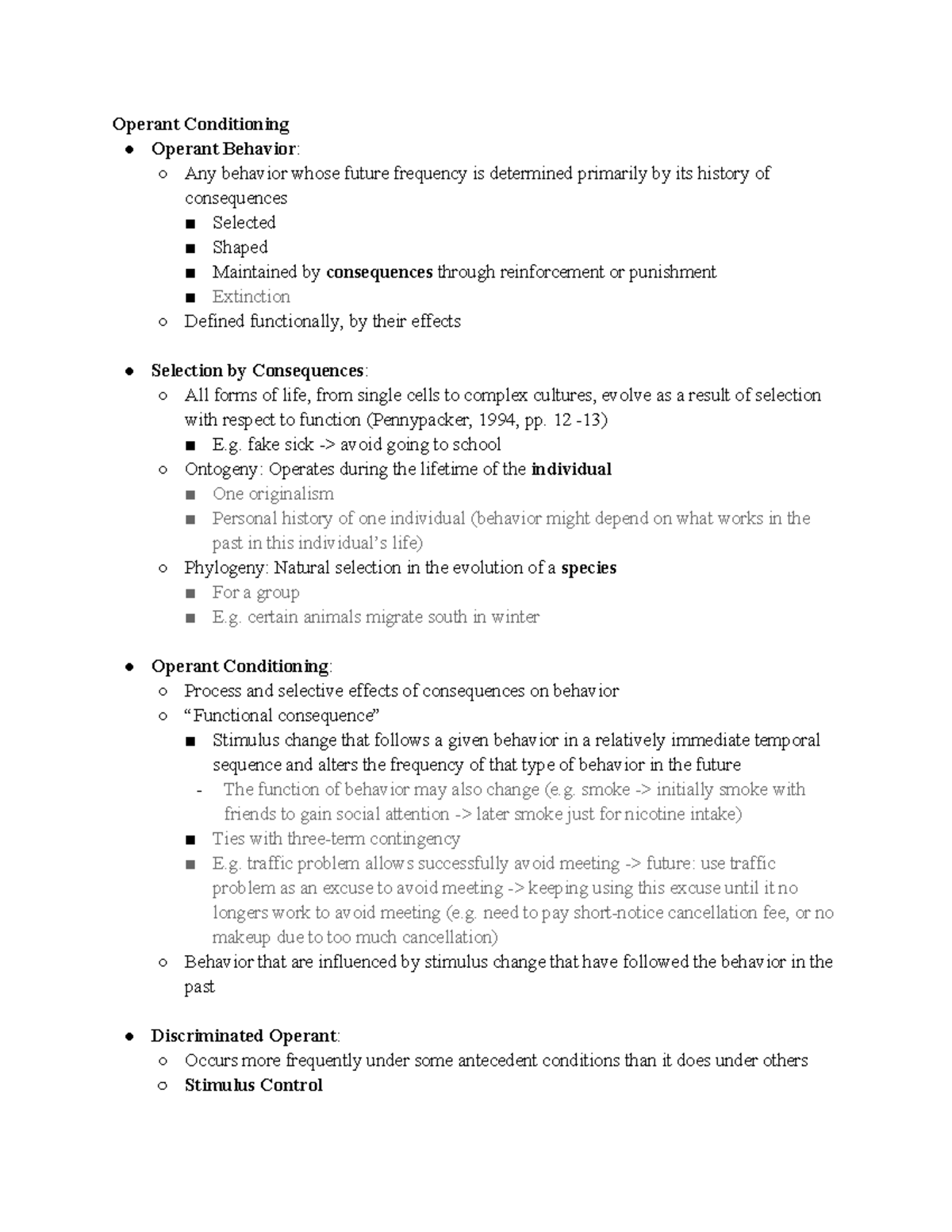 PSYC530 Week3-15 notes - Operant Conditioning Operant Behavior: Any ...