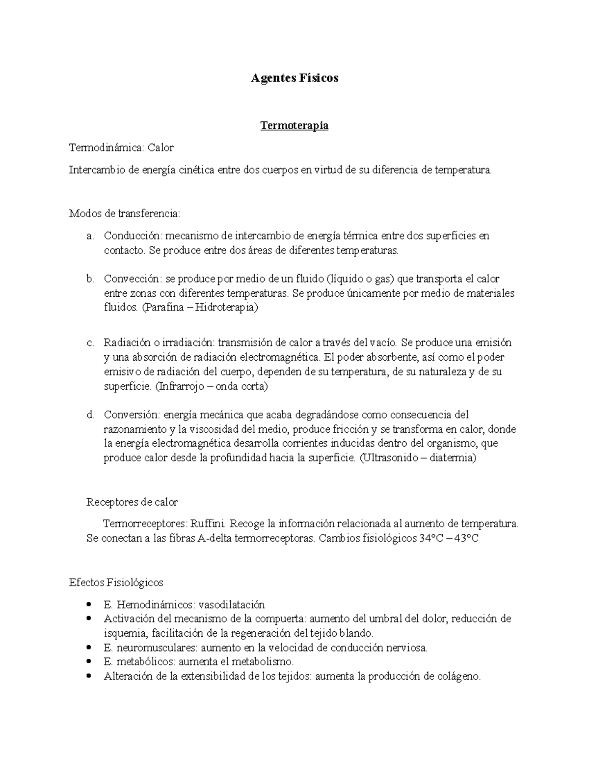 Agentes Físicos - Agentes Termoterapia Calor Intercambio de entre dos ...