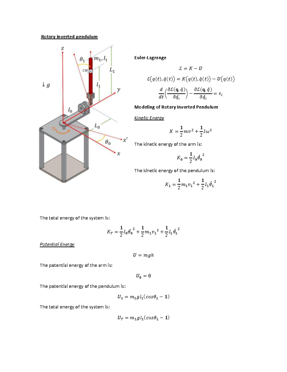 419752502 Rotary Inverted Pendulum - Rotary inverted pendulum Euler ...