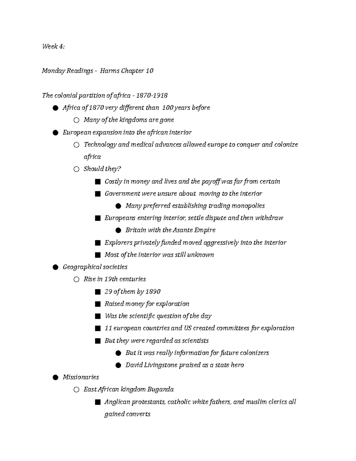 Week 4 - Professor McKittrick - Week 4: Monday Readings - Harms Chapter ...