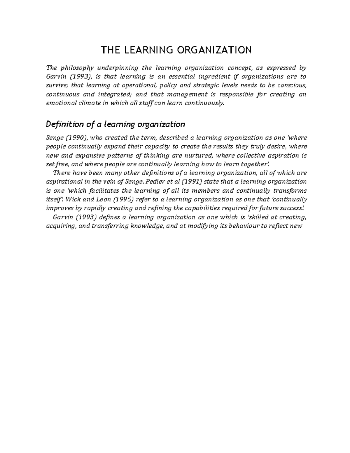THE Learning Organization - THE LEARNING ORGANIZATION The philosophy ...