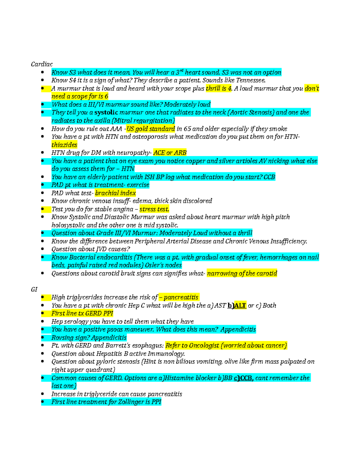 AANP Study Guide Four - summary - Cardiac Know S3 what does it mean. You will hear a 3rd heart ...