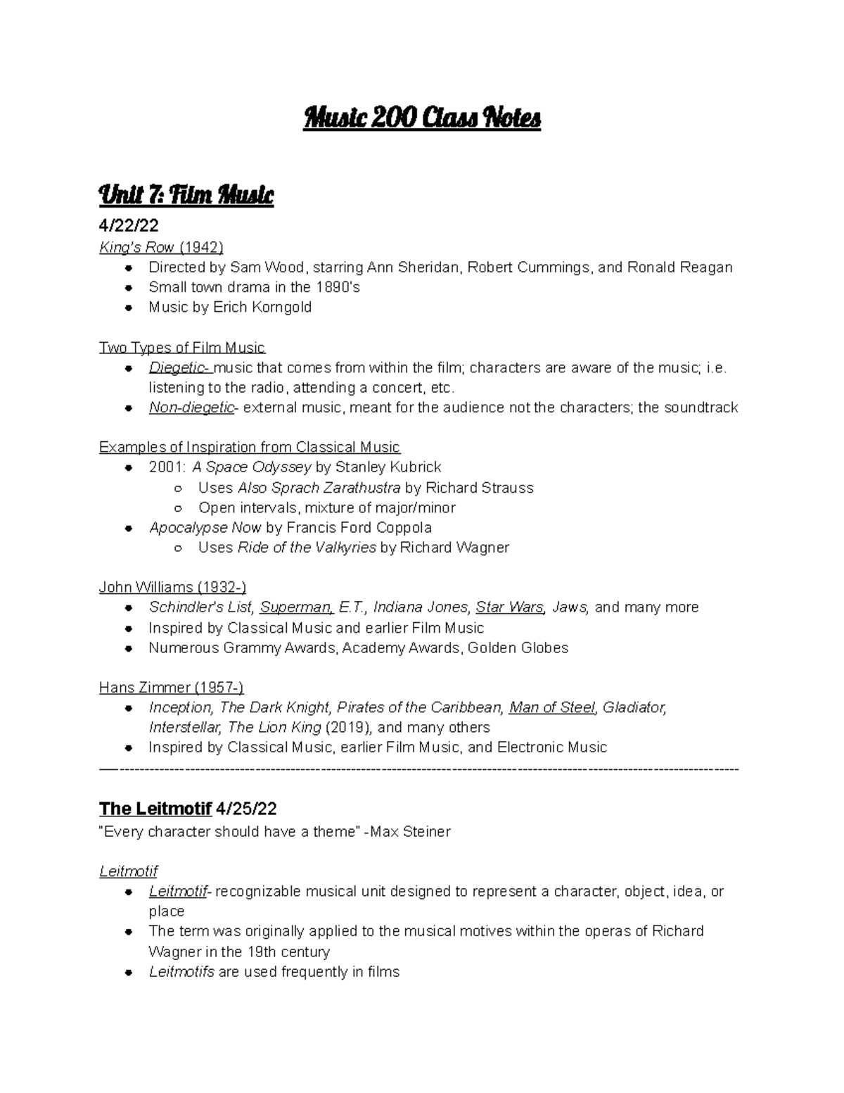 MUS 200 Unit 7 - Music In General Culture Coure Lecture Notes - Music ...