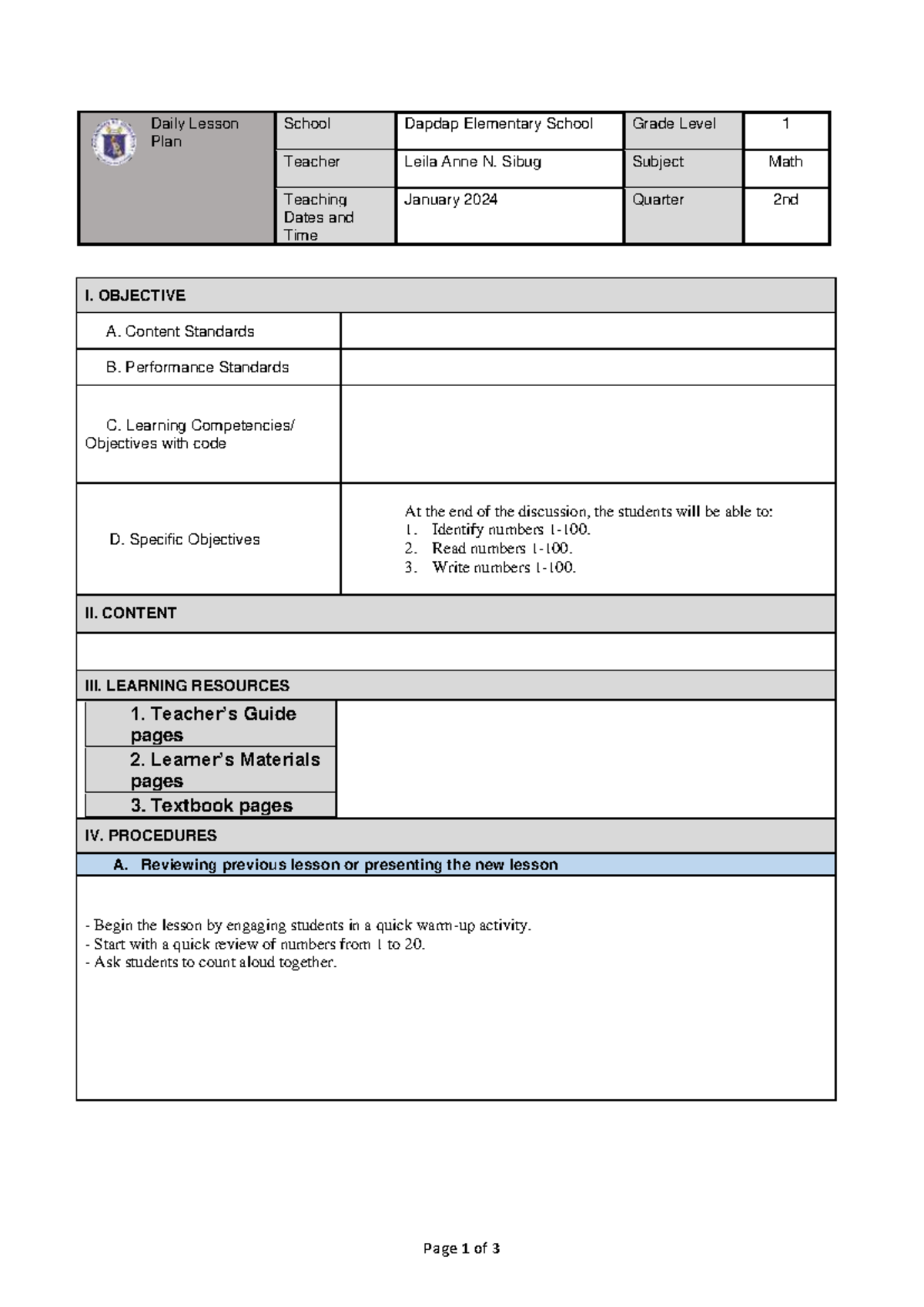Lesson-Plan - I need lesson plans and detailed lesson plans huhuhu ...