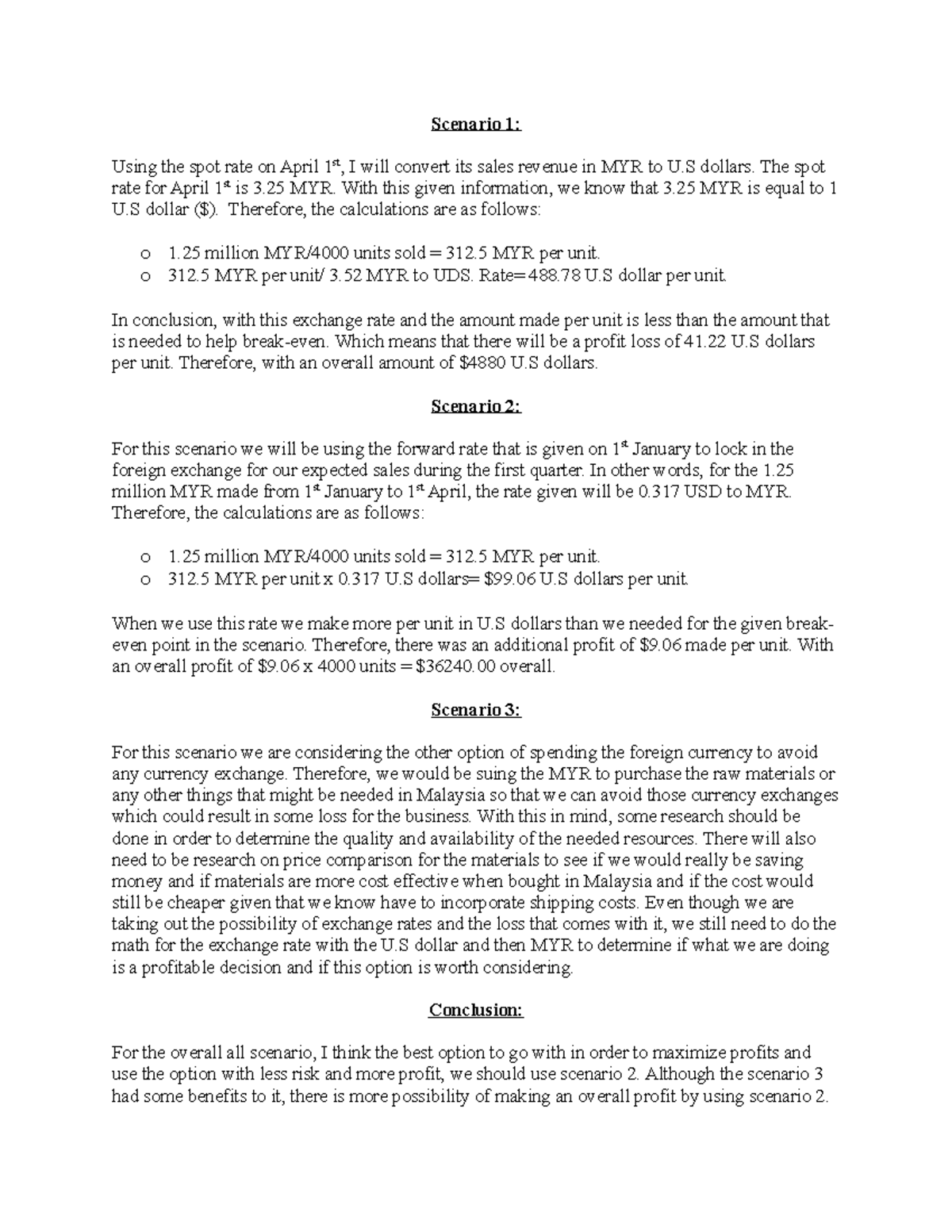 4-2 Assignment Foreign Exchane - Scenario 1: Using the spot rate on April 1st, I will convert ...
