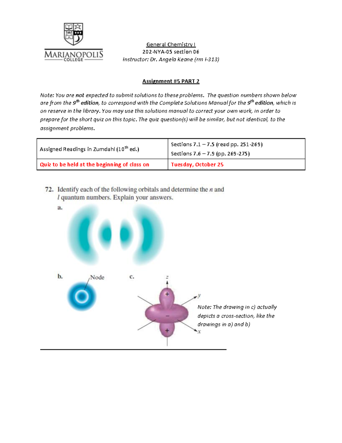 NYA Assignment 5 atomic structure PART 2 Fall2022 - General Chemistry I ...