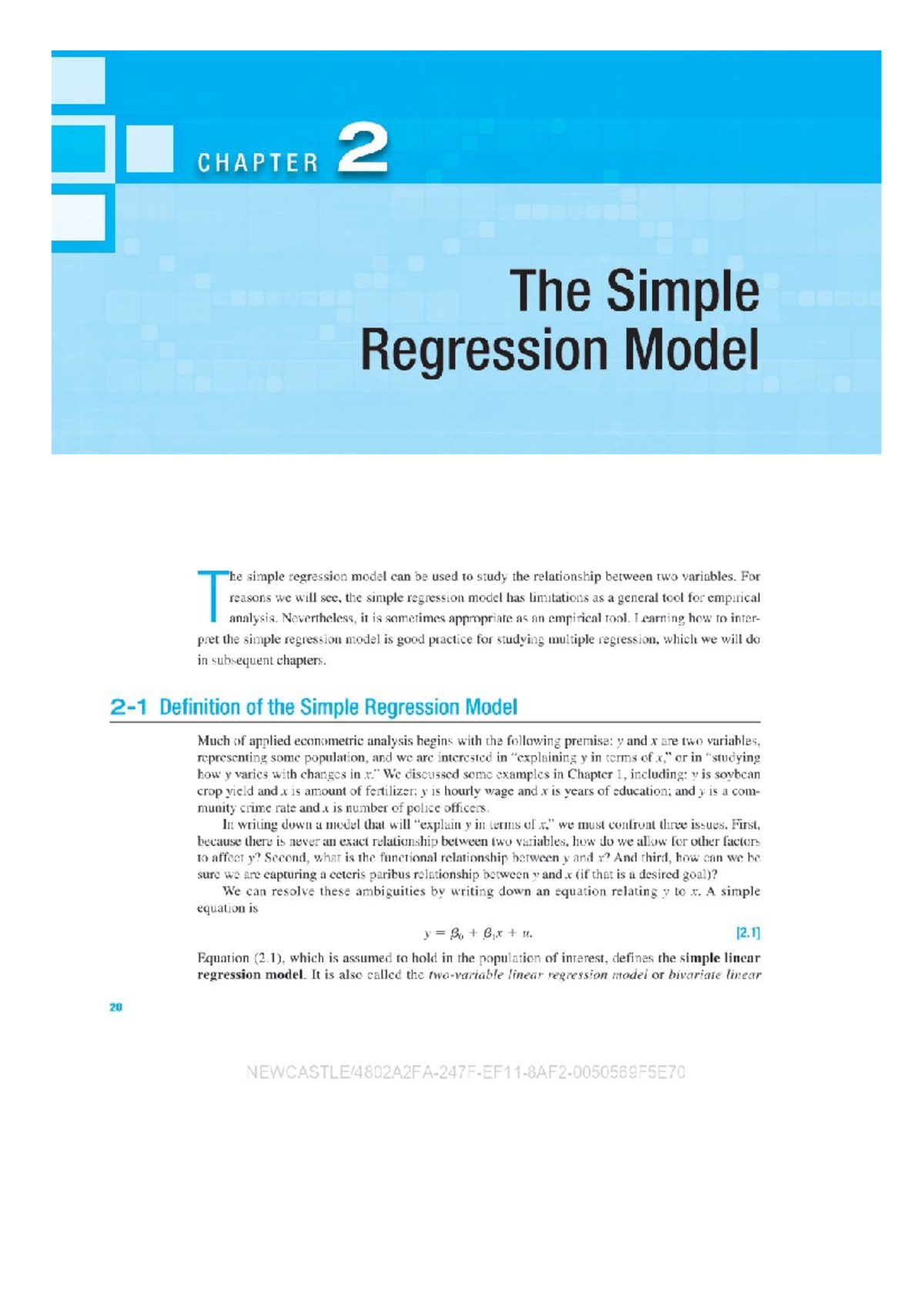 Chapter 2 - reading list - CHAPTER 2 The Simple Regression Model T he ...