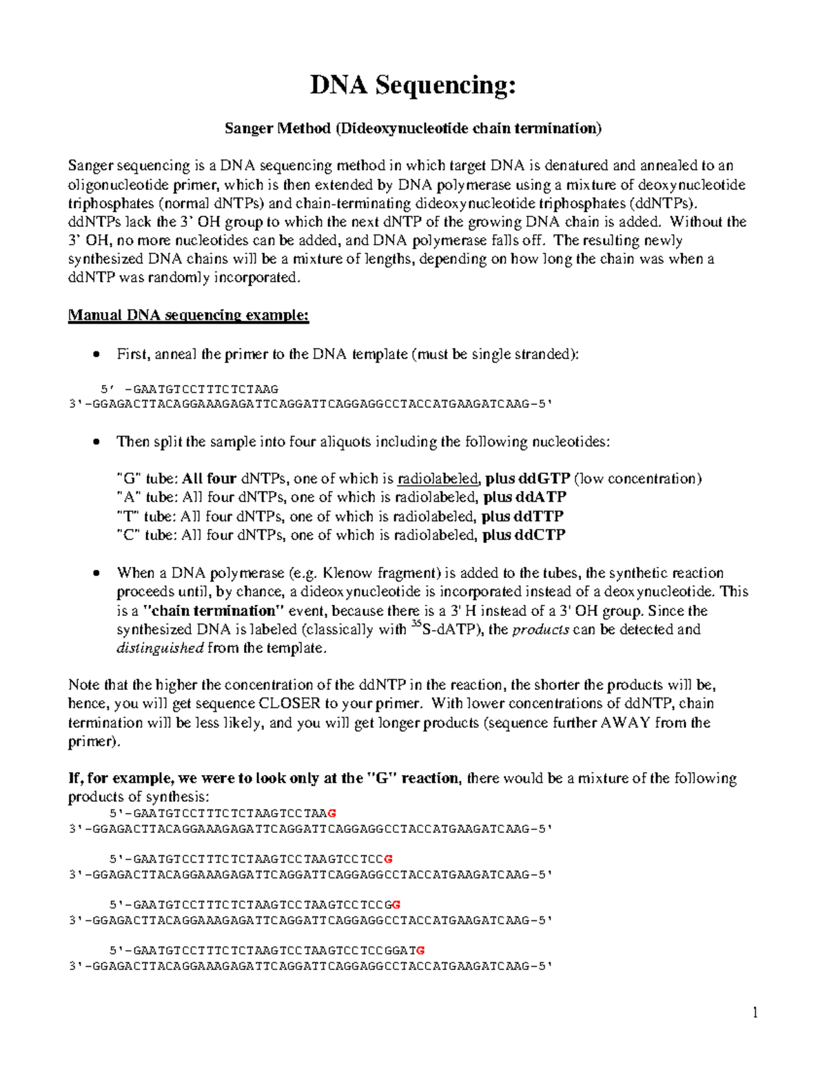 Seqsanger - DNA Sequencing: Sanger Method (Dideoxynucleotide chain ...