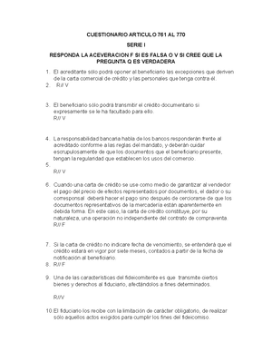 Cuestionario Completo Derecho Mercantil 3 Sección B - CUESTIONARIO LEGAL CÓDIGO DE COMERCIO DE ...