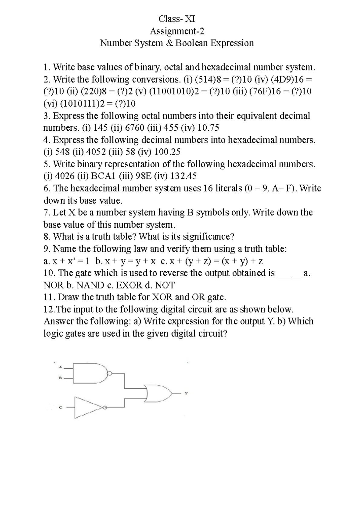 Ahw 2405020822 1154884225 1 - Class- XI Assignment- 2 Number System ...