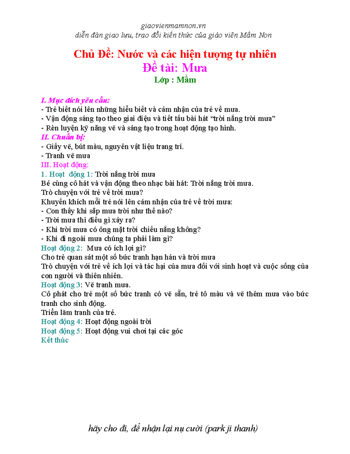Mưa - hahsj - giaovienmamnon diễn đàn giao lưu, trao đổi kiến thức của ...