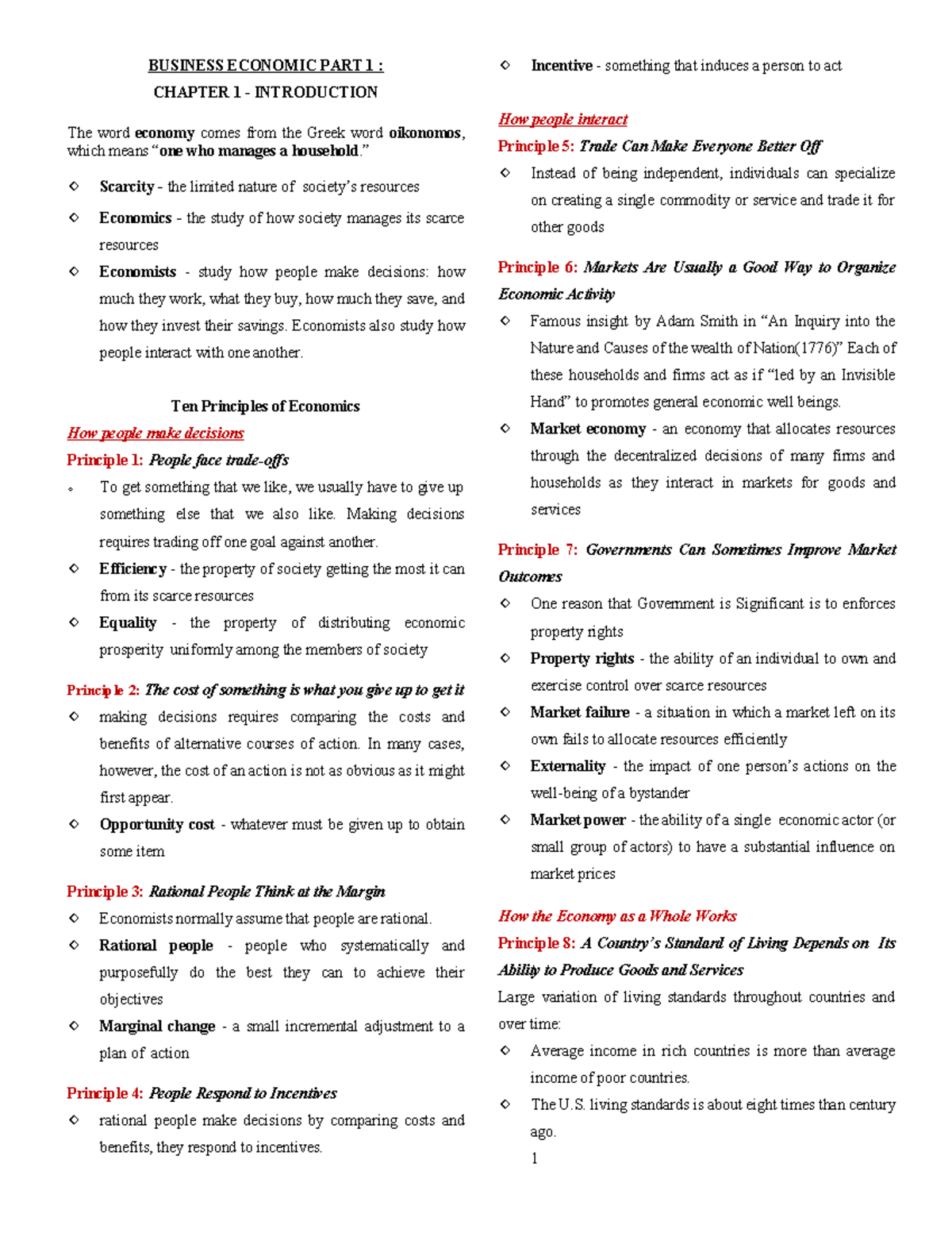 Business- Economic- Reviewer - BUSINESS ECONOMIC PART 1 : CHAPTER 1 ...