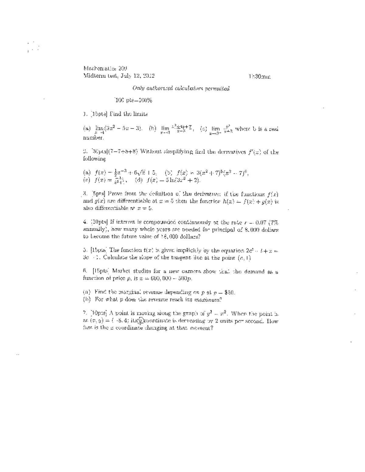 Exam 10 May 2019, questions - MATH 209 - Studocu