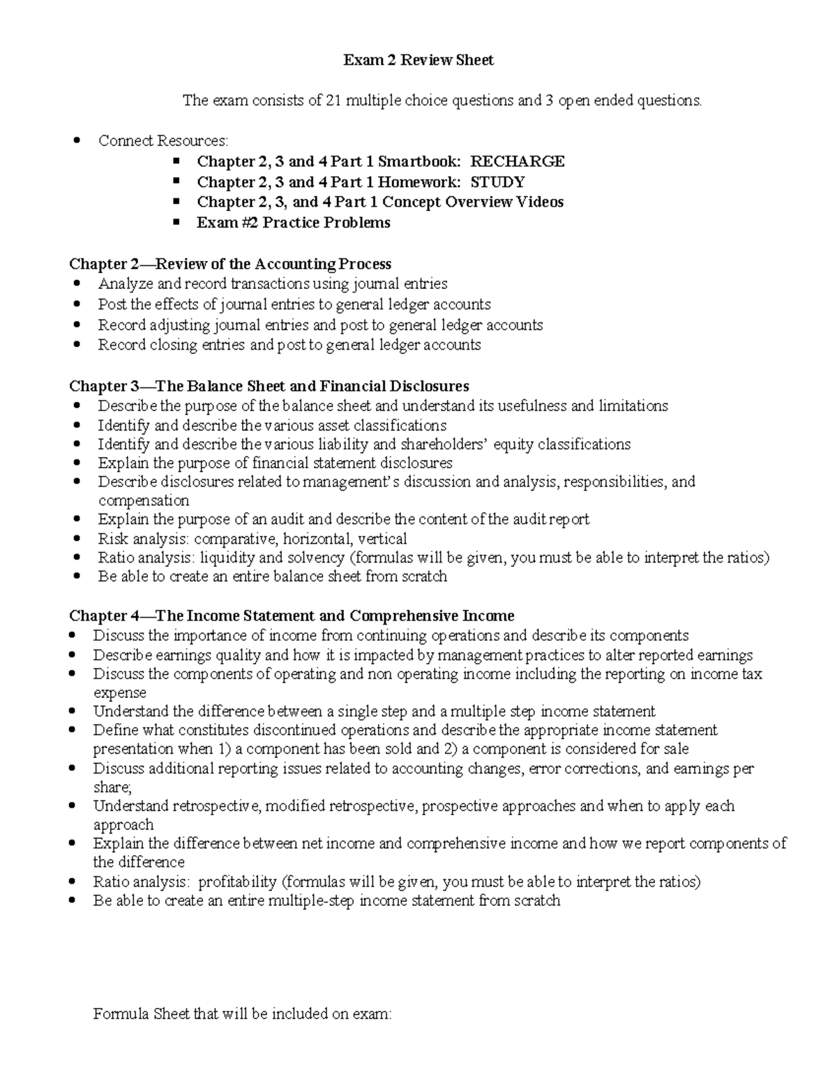 Exam 2 Review Sheet Spring 2024 Exam 2 Review Sheet The Exam Consists Of 21 Multiple Choice