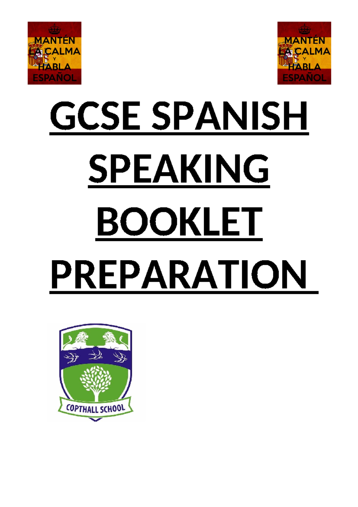Final GCSE Spanish Speaking Booklet Preparation - GCSE SPANISH SPEAKING ...
