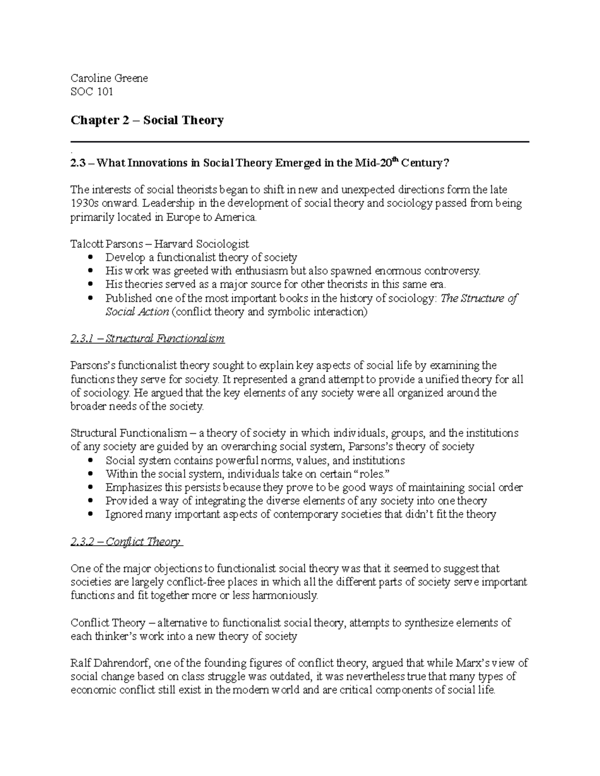 2.3 - What Innovations in Social Theory Emerged? - Caroline Greene SOC ...