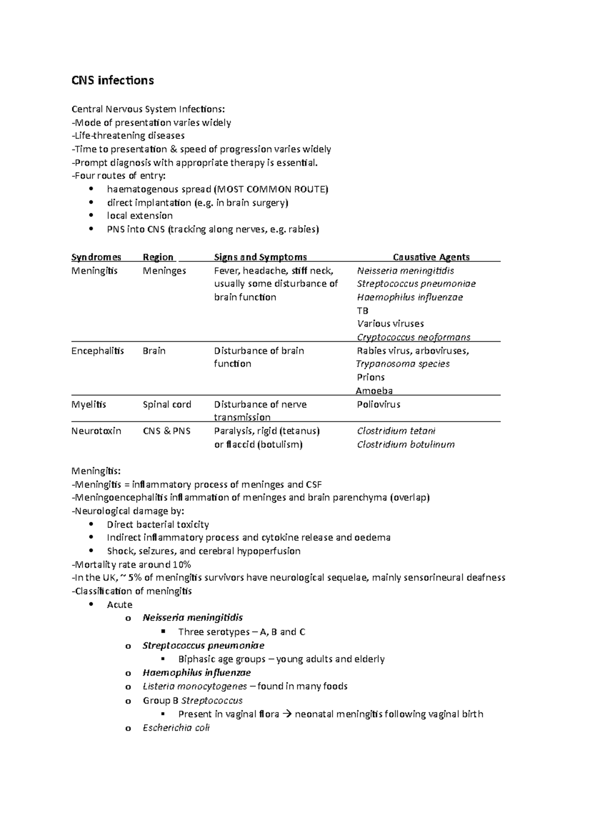 CNS infections - CNS infections Central Nervous System Infections ...