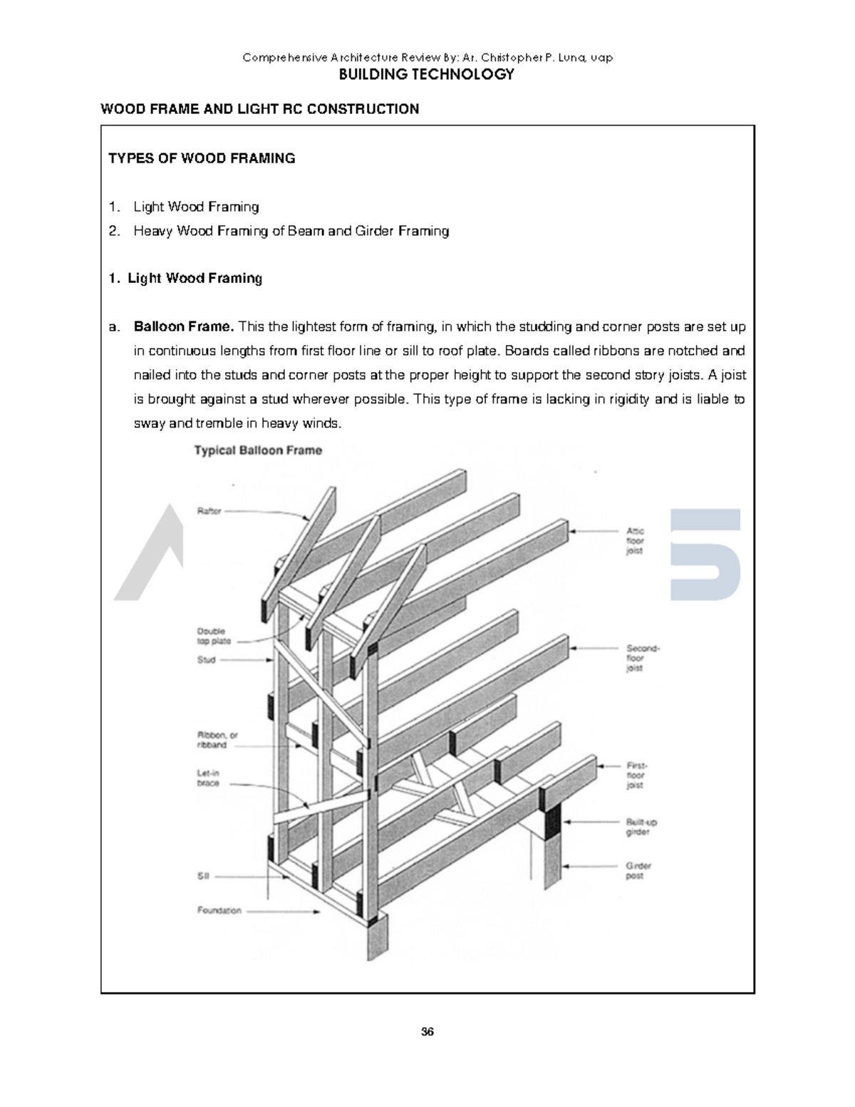 Building Technology Reviewer P2 - BUILDING TECHNOLOGY WOOD FRAME AND ...