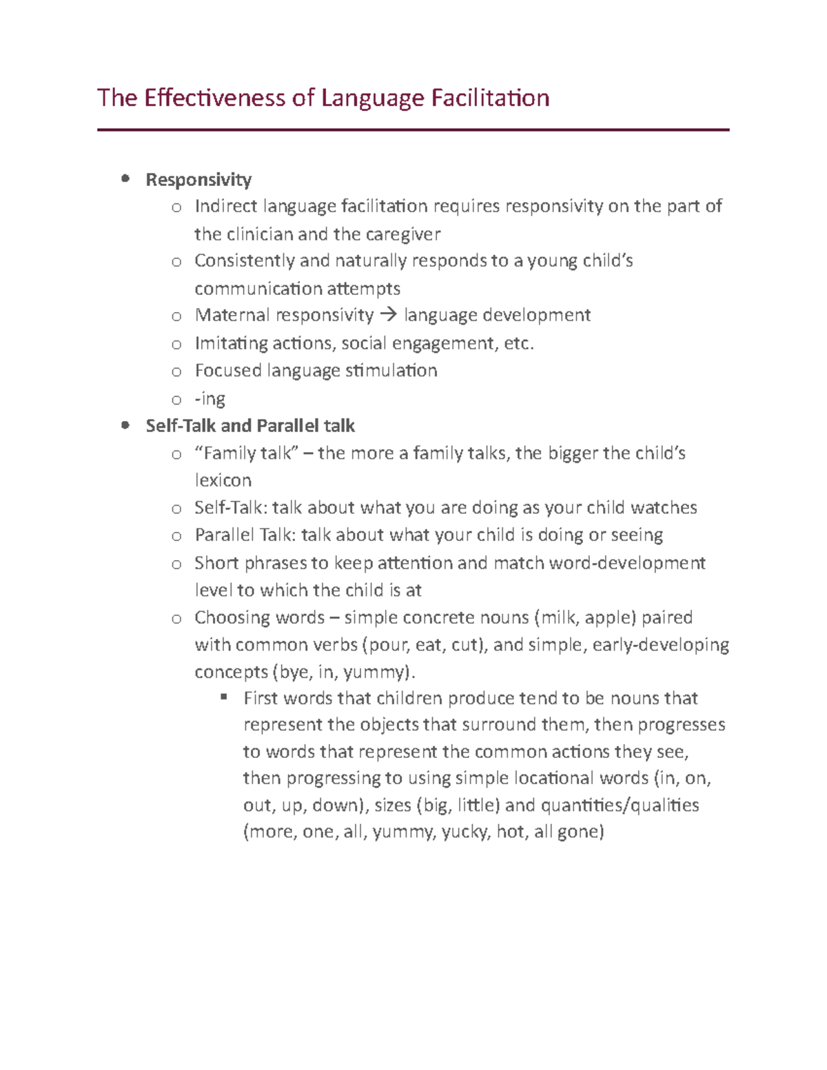 The Effectiveness of Language Facilitation Notes - The Effectiveness of ...