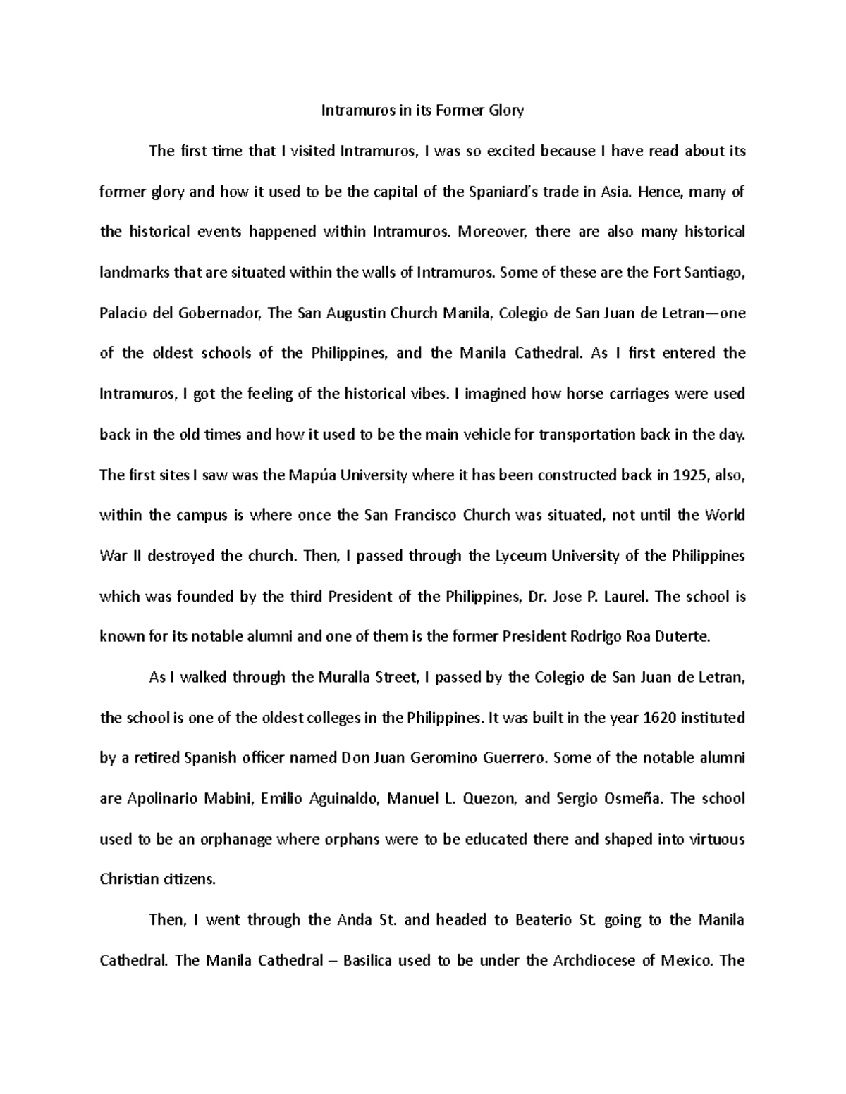 Intramuros in its Former Glory - Hence, many of the historical events ...