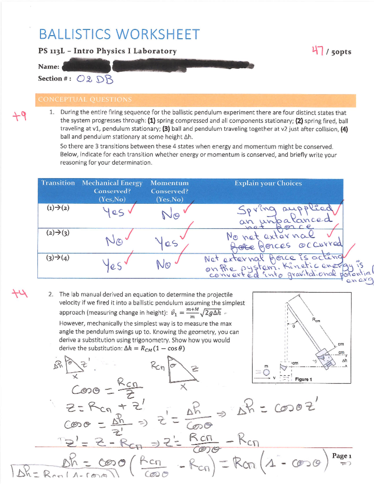 Ballistics PS113L - velocity determination from ballistic pendulum ...