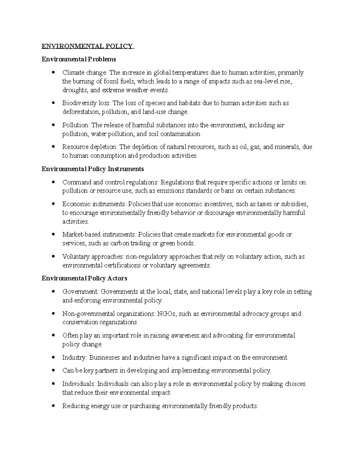 PCS Environmental Policy Notes 1 - ENVIRONMENTAL POLICY Environmental ...