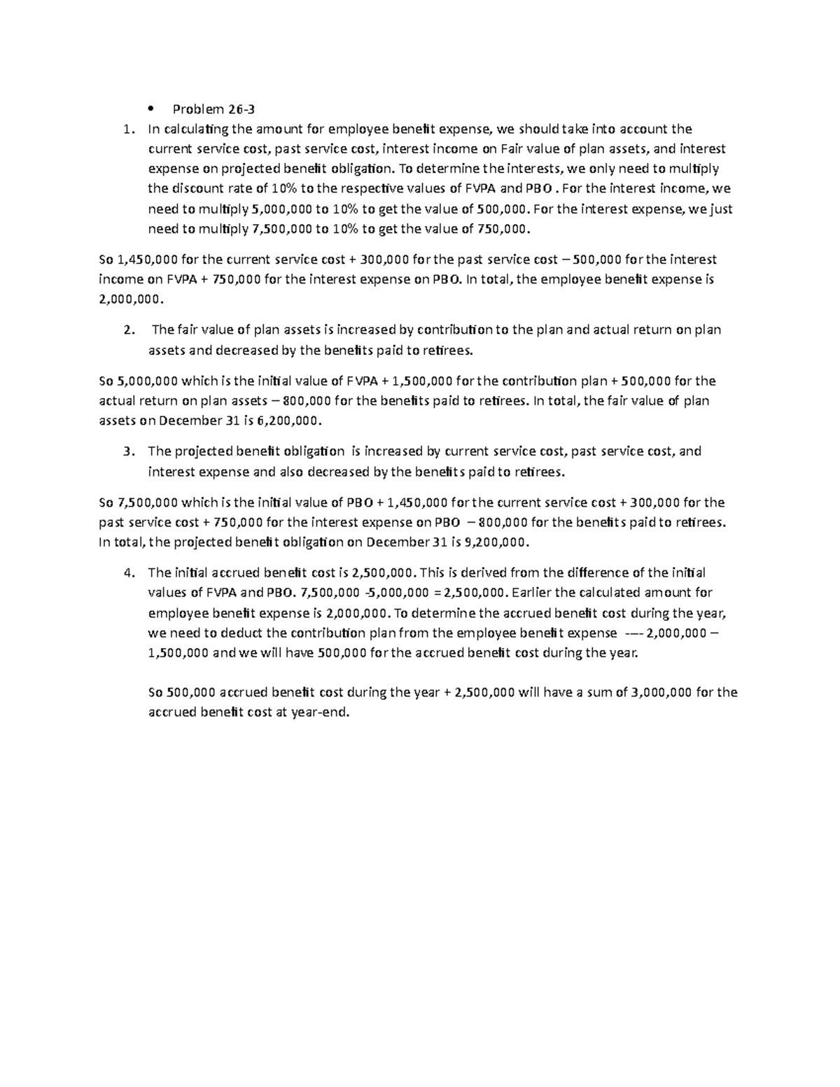 Answer for Problem 26-3 - Problem 26- In calculating the amount for ...