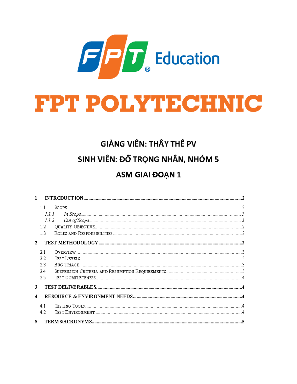 PS217774 Do Trong Nhan ASM-GD1 - GI ẢNG VIÊN: THẦẦY THÊẾ PV - SINH VIÊN: ĐỖỖ TR ỌNG NHẦN, NHÓM ...