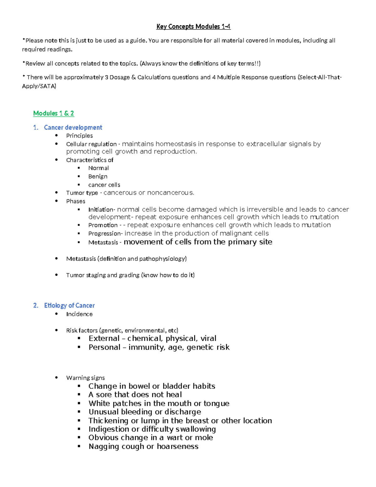 MDC2-Exam1Concept Guide - Key Concepts Modules 1- *Please note this is just to be used as a ...