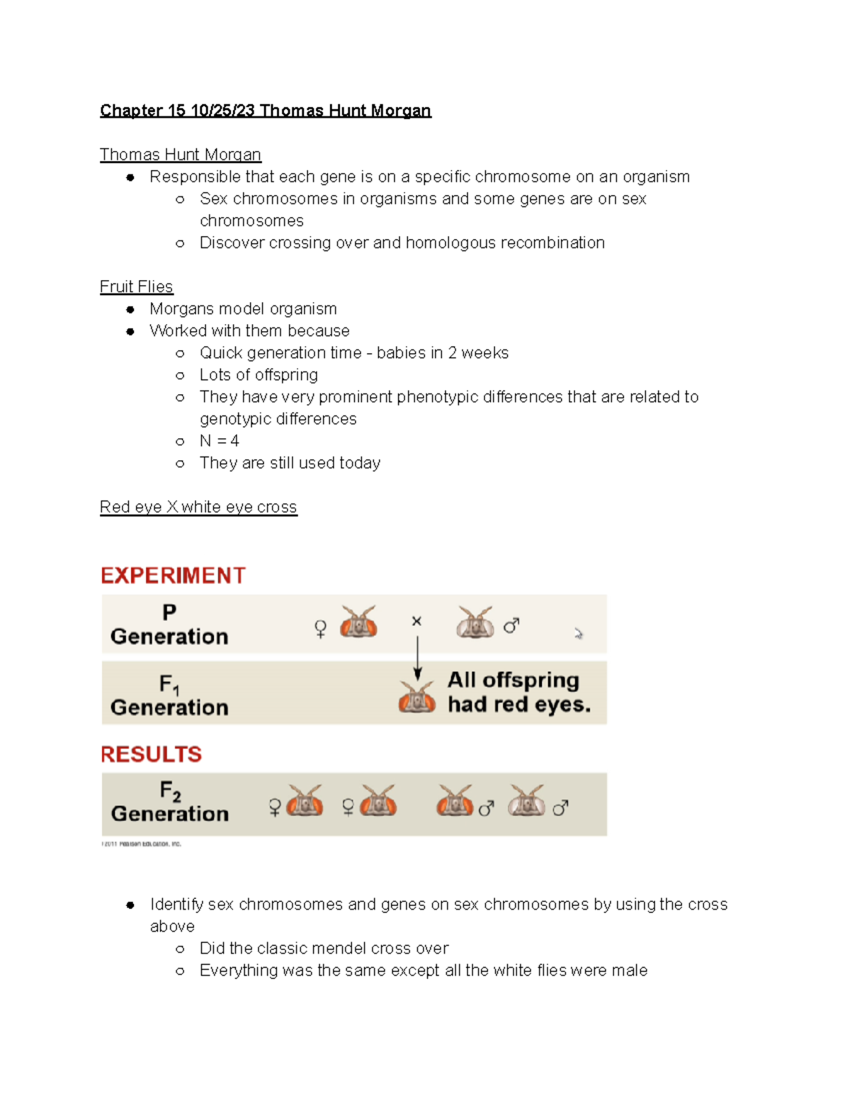 BIOL1201 Notes Chatper 15-19 - Chapter 15 10/25/23 Thomas Hunt Morgan ...