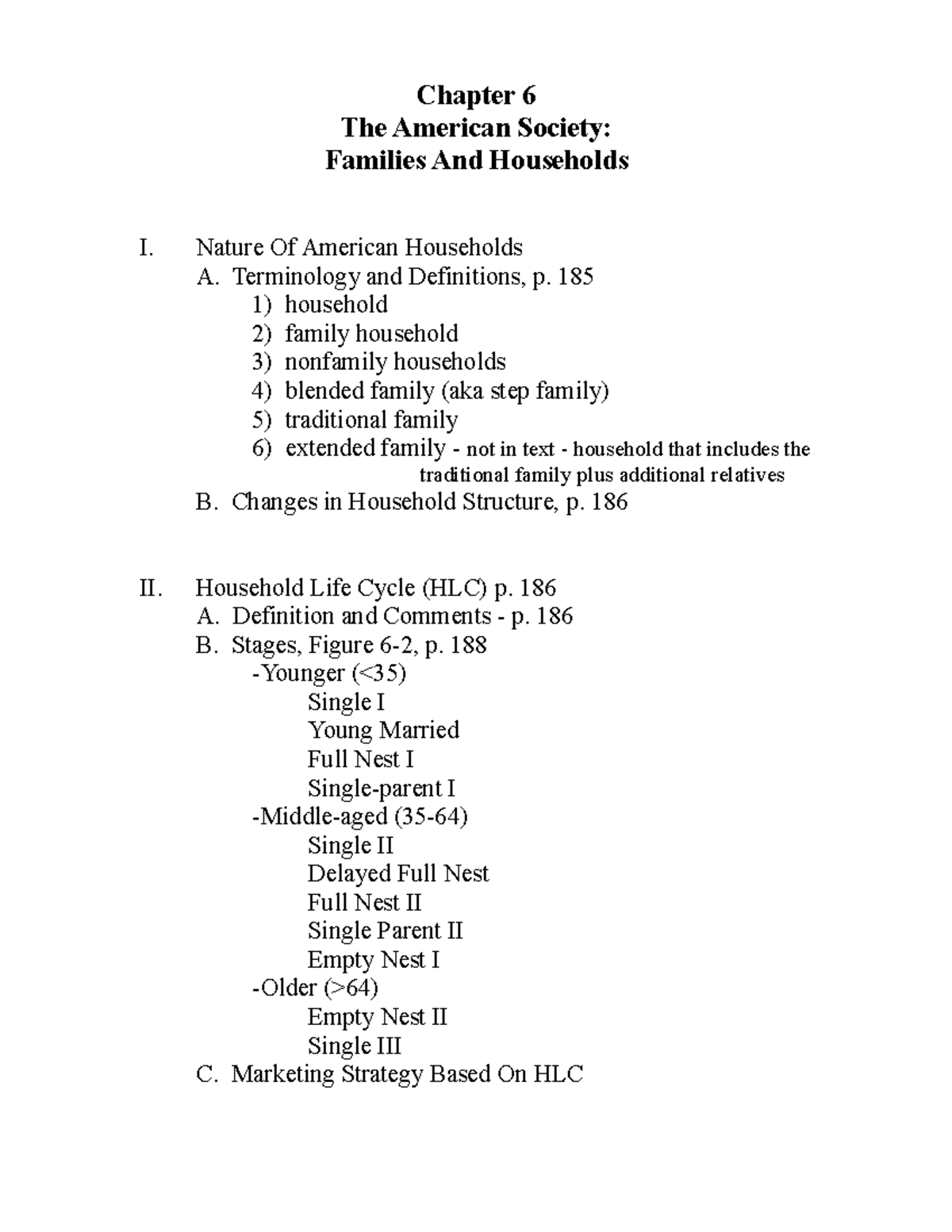 Chapter 6 outline - Chapter 6 The American Society: Families And ...