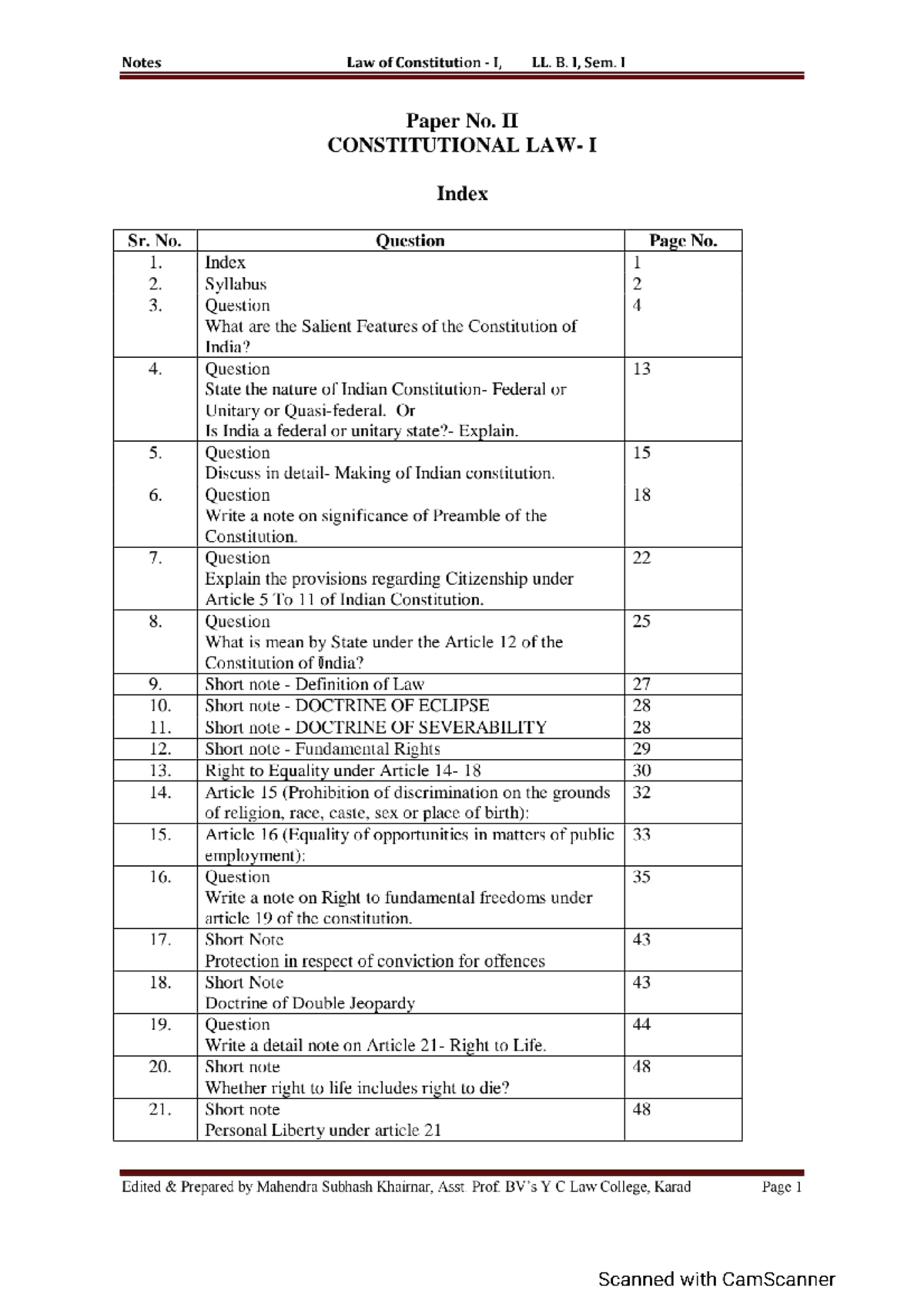 Law of Constitution- I - LLB - Studocu