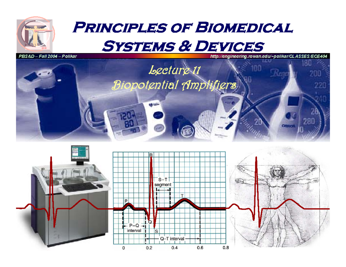 Bioamp Lecture 11 - Principles of Biomedical Systems & Devices - Studocu