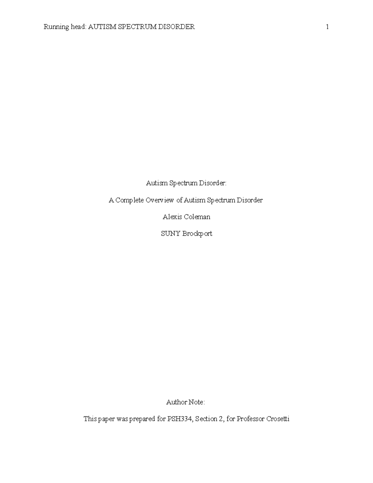Research Paper On Austim Spectrum Disorder - Autism Spectrum Disorder ...