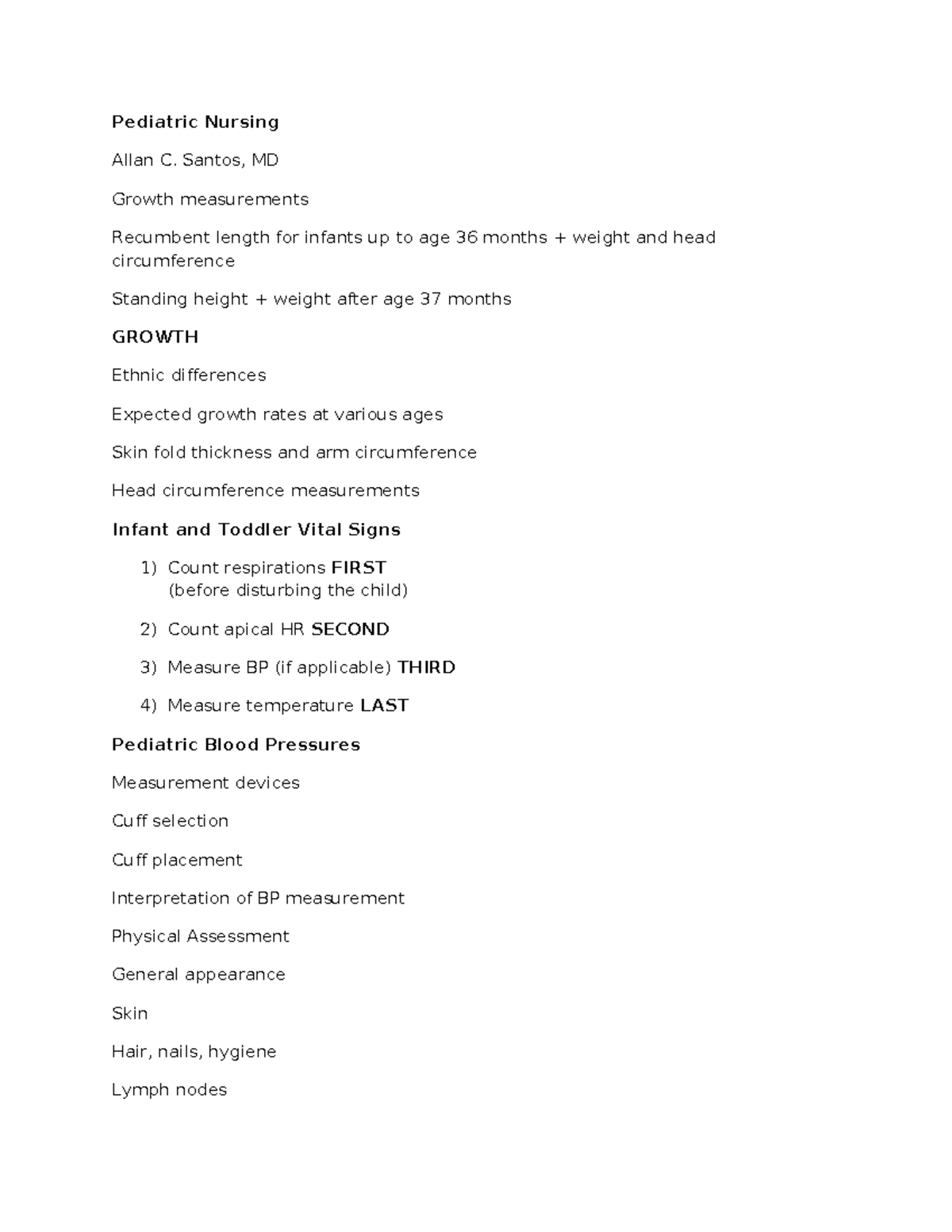 Pedia -good luck - Pediatric Nursing Allan C. Santos, MD Growth ...