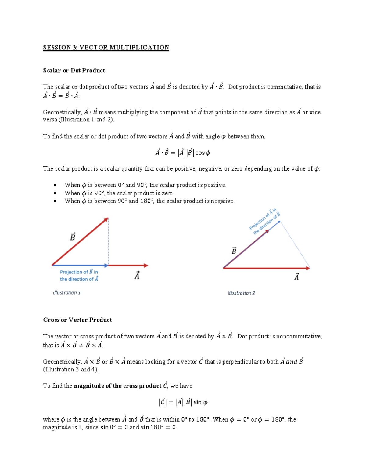 Lecture Notes-Vector Multiplication 2 - SESSION 3: VECTOR ...