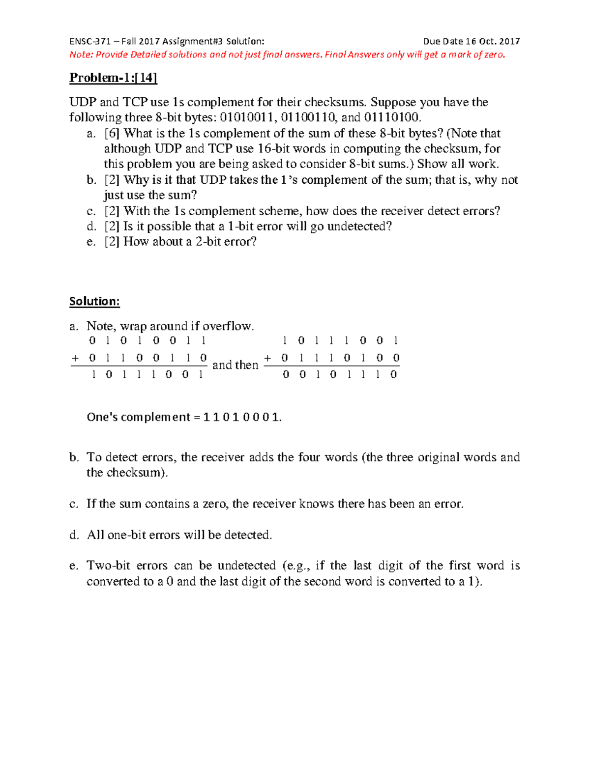 Assignment 3 Sol Solving Problems Note Provide Detailed Solutions