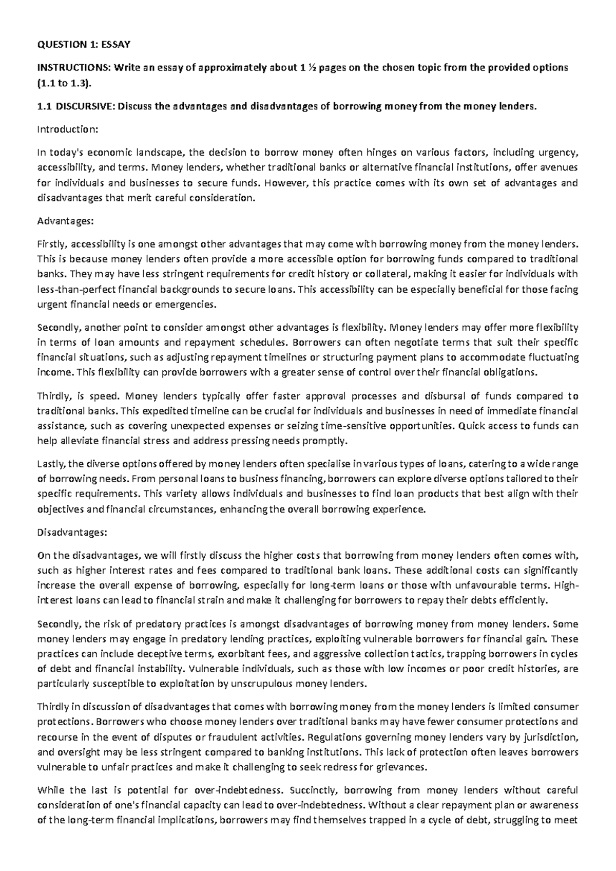 Dicursive Essay - 2024 - QUESTION 1: ESSAY INSTRUCTIONS: Write an essay ...