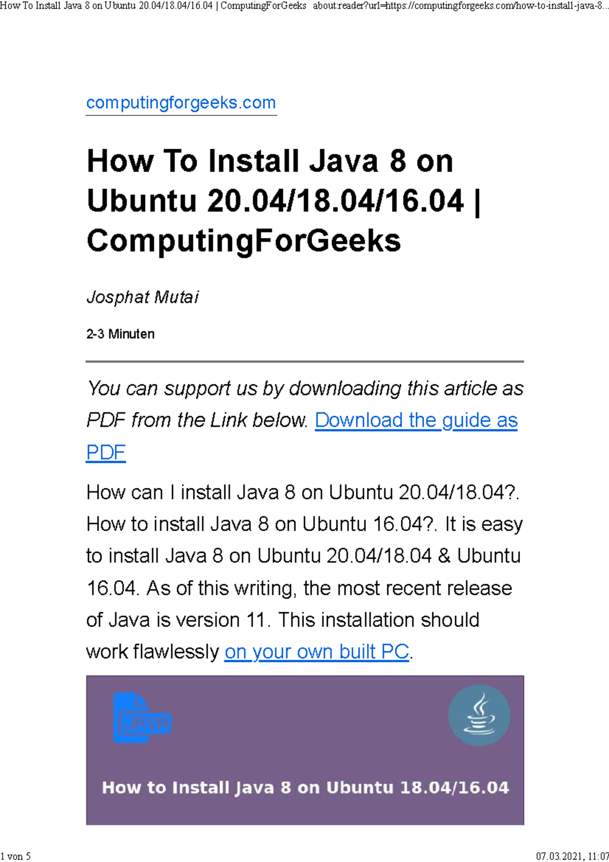 Laborumgebung Schritt 1 Java8 Ubuntu 2004 alternativ - computingforgeeks How To Install Java 8 ...