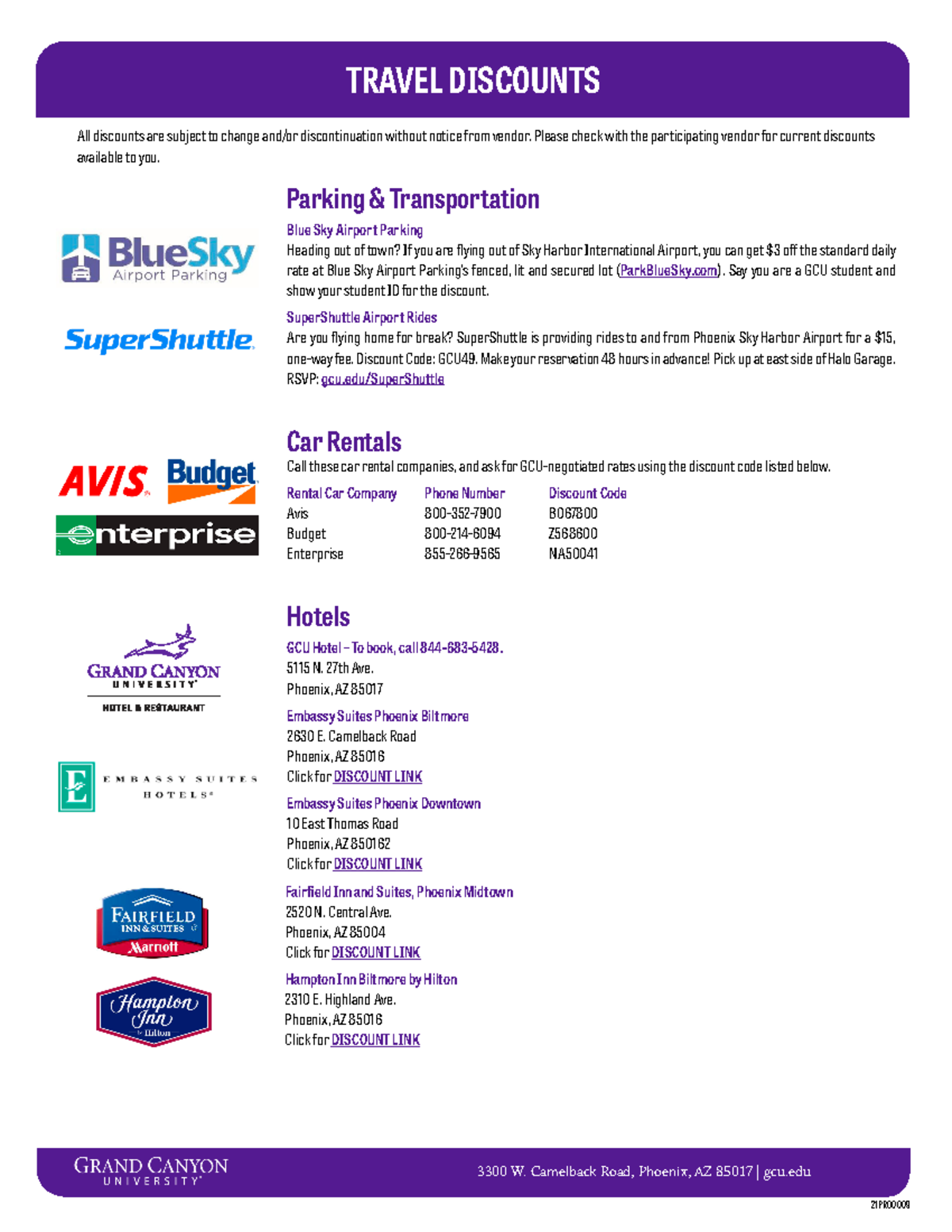 Travel-discounts-gcu - 3300 W. Camelback Road, Phoenix, AZ 85017 | gcu ...