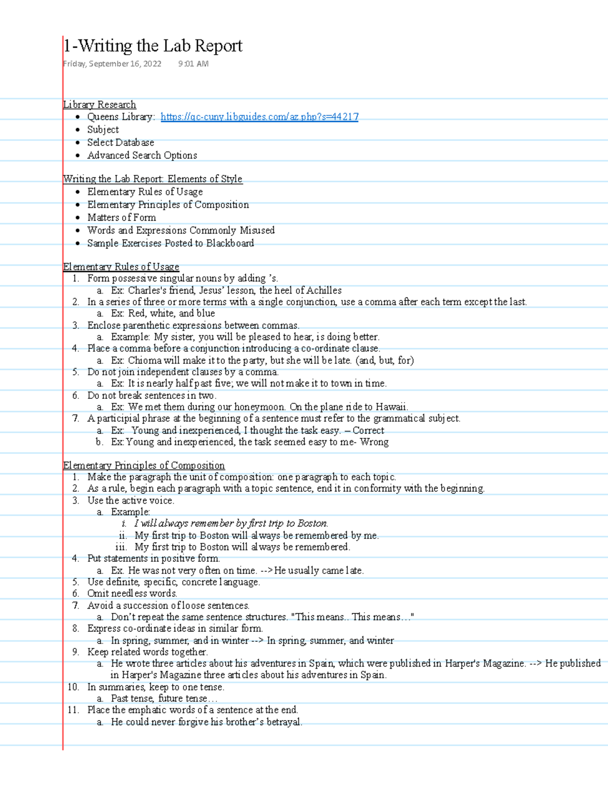 PSYCH 213W-Writing the Lab Report - Library Research - Queens Library ...