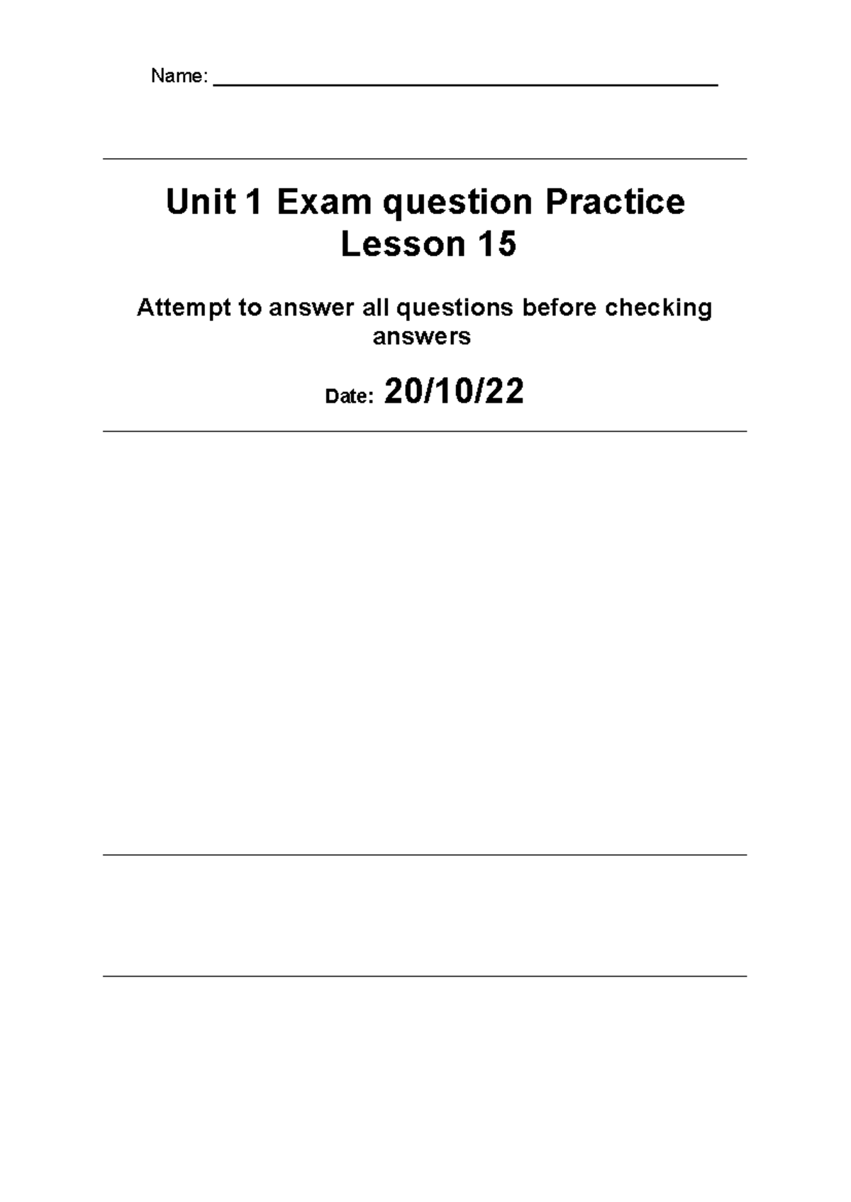 Exam questions for btec applied science - Name